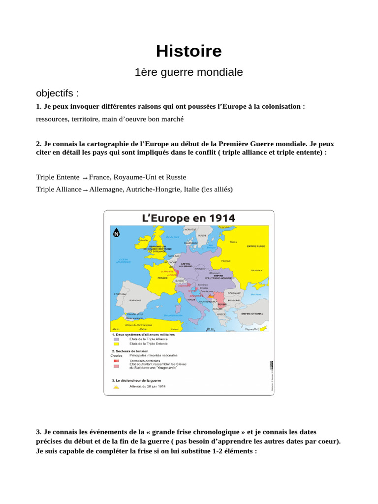 Causes et événements de la 1ère GM | PDF | Première guerre mondiale ...