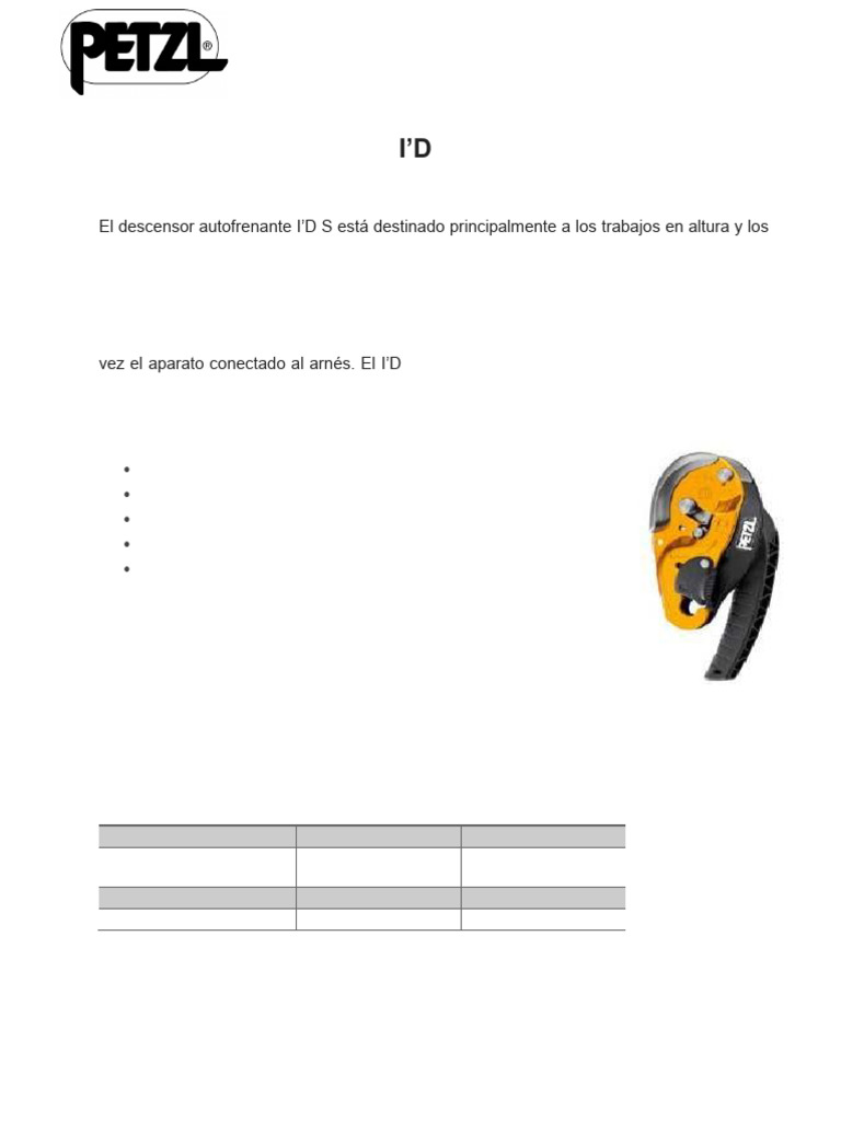Ficha Tecnica Ids Petzl | PDF