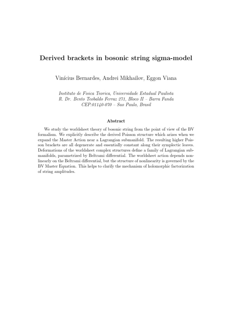 Bosonic String Higher Brackets | PDF | Topology | Geometry