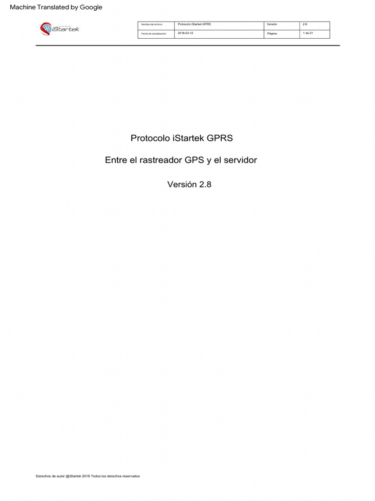 Protocolo iStartek GPRS 2.8 | PDF | Byte | paquete general de Radio sevicio