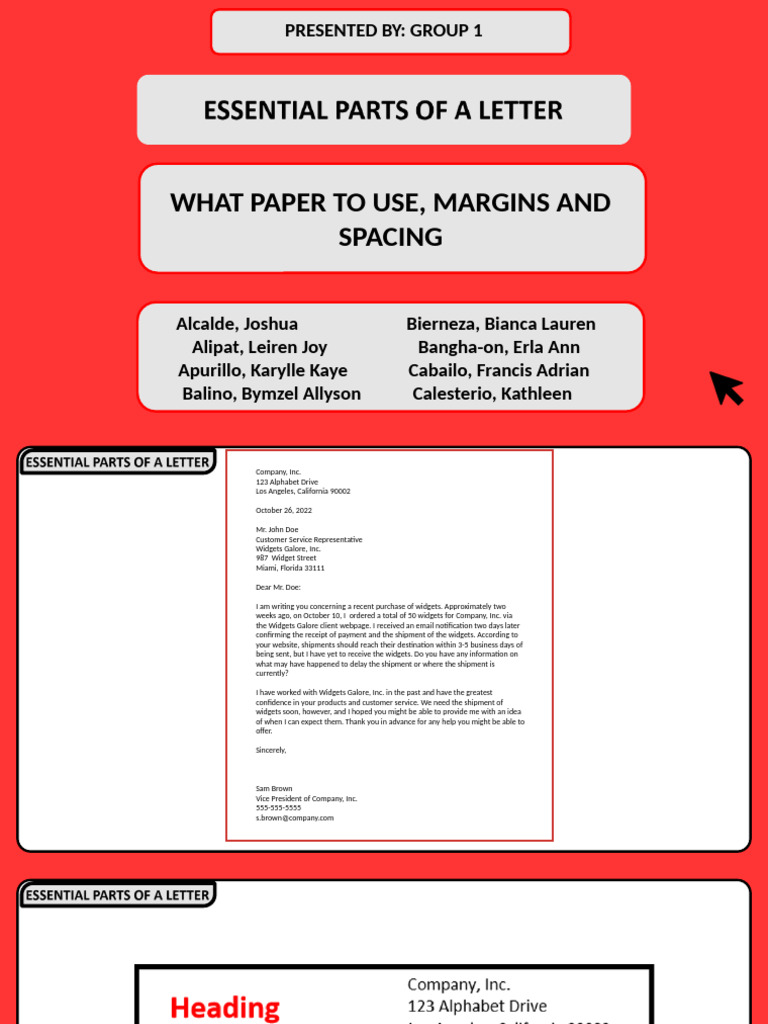 Group 1-Essential-Parts-of-a-Letter | PDF | Law