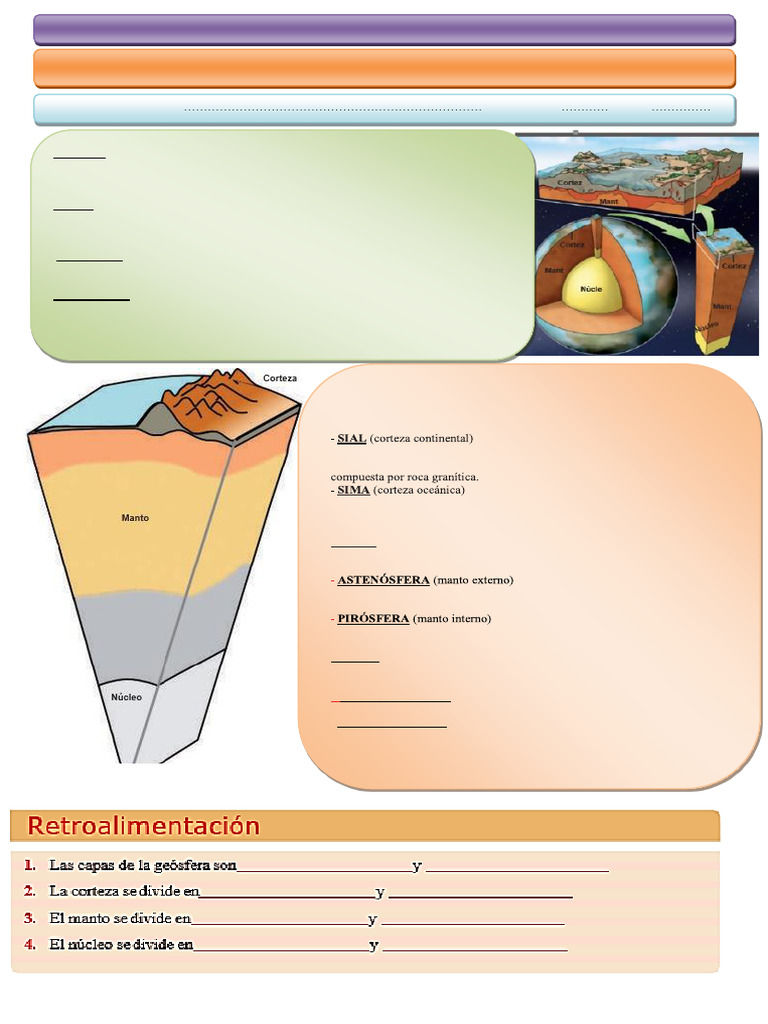Estructura de la Geosfera para Secundaria | PDF | Tierra | Placas ...