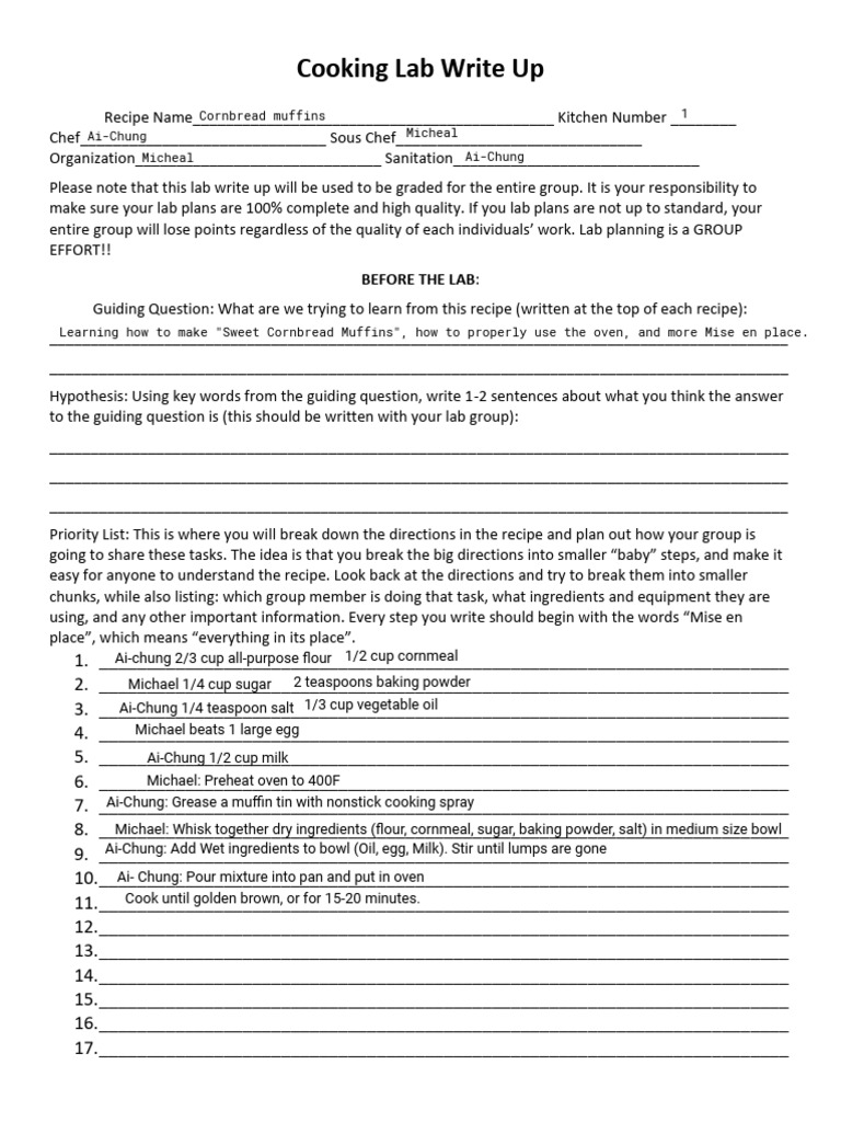 Kami Export - Ai-Chung LAM - Cooking Lab Write Up | PDF | Muffin | Foods