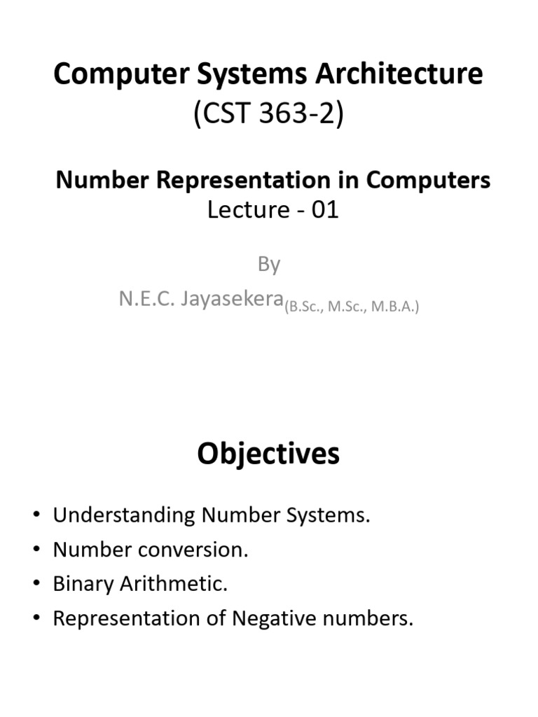 Csa Lecture 01 Numbering System Pdf Decimal Division Mathematics