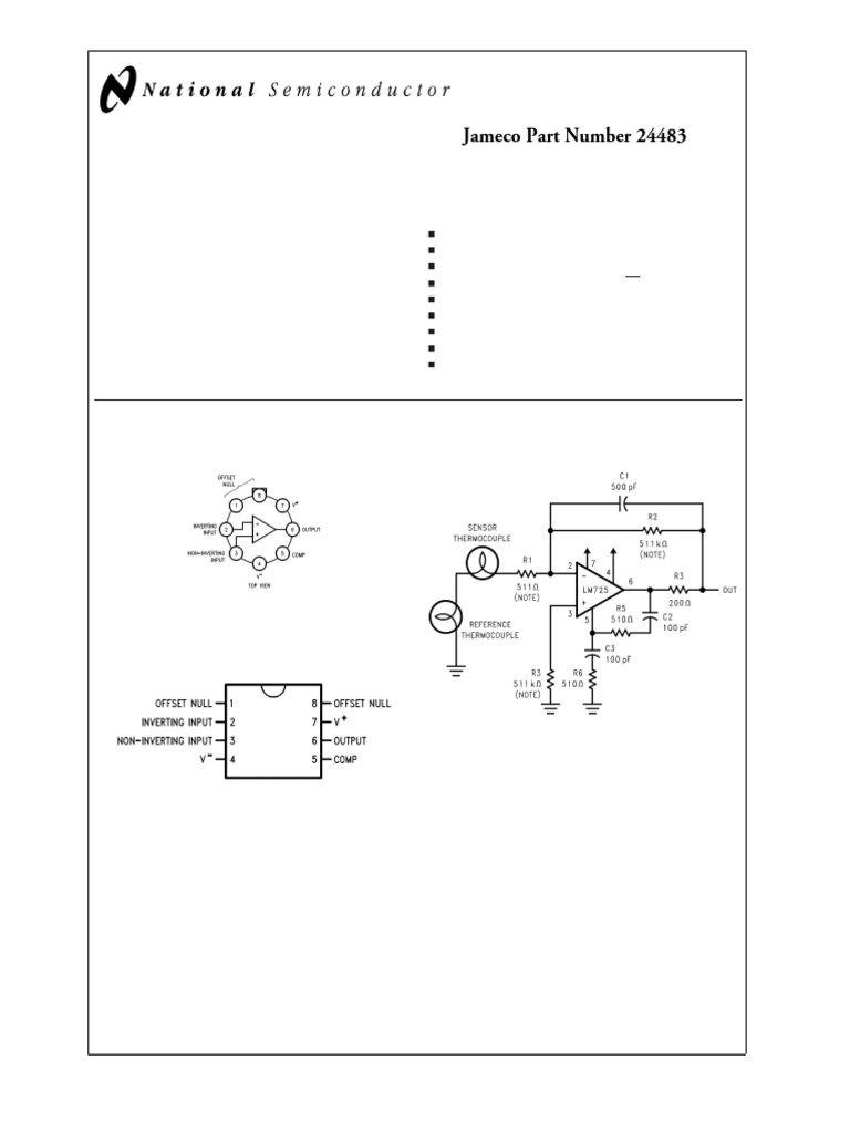 LM725_National | PDF | Amplifier | Operational Amplifier