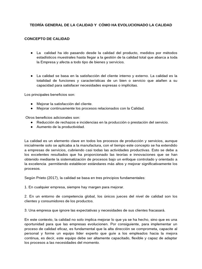 Evolución de la Calidad Total | PDF | Calidad (comercial) | Gestión de ...