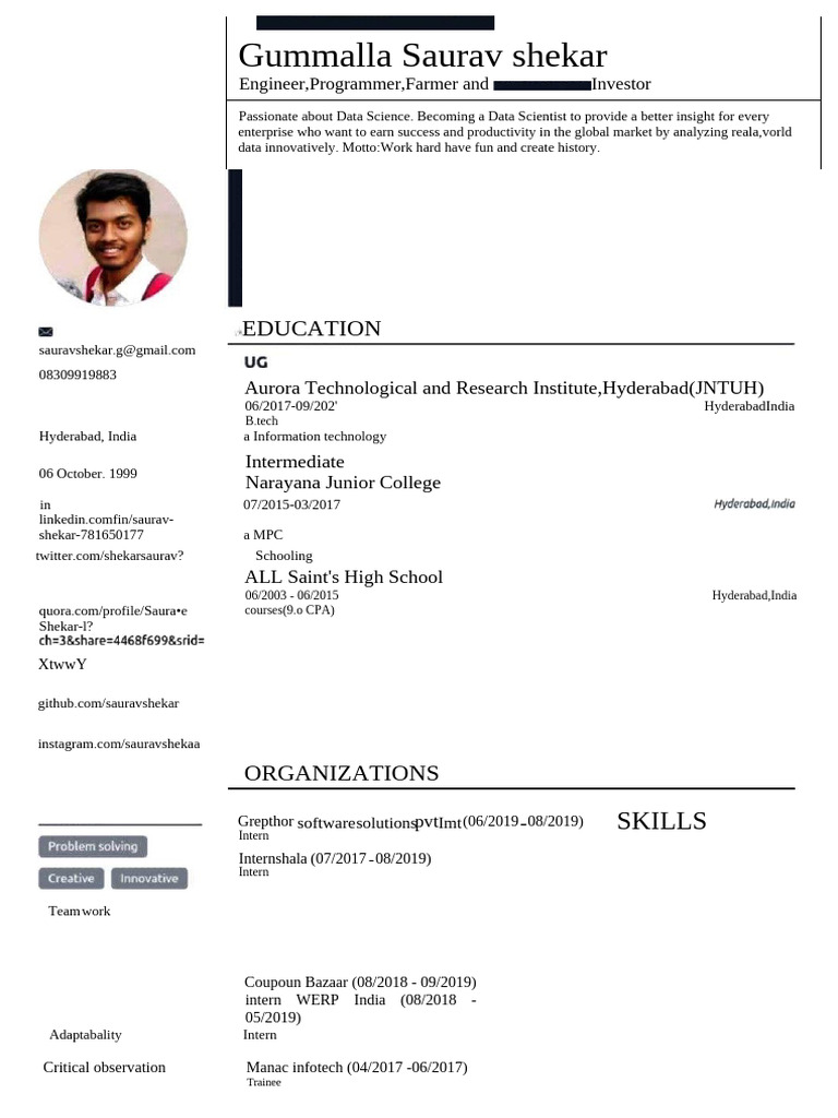 Saurav Resume | PDF | Computing | Computer Science