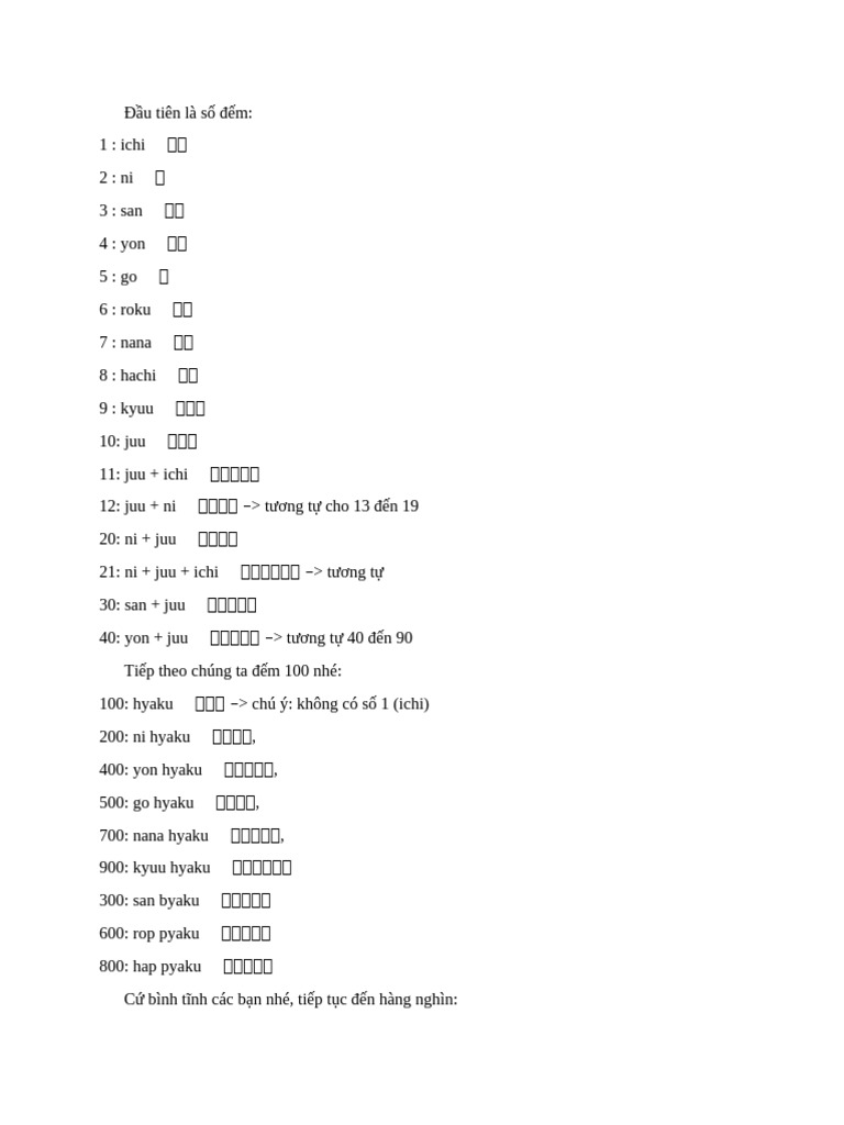 Cach Dem So Tieng Nhat | PDF