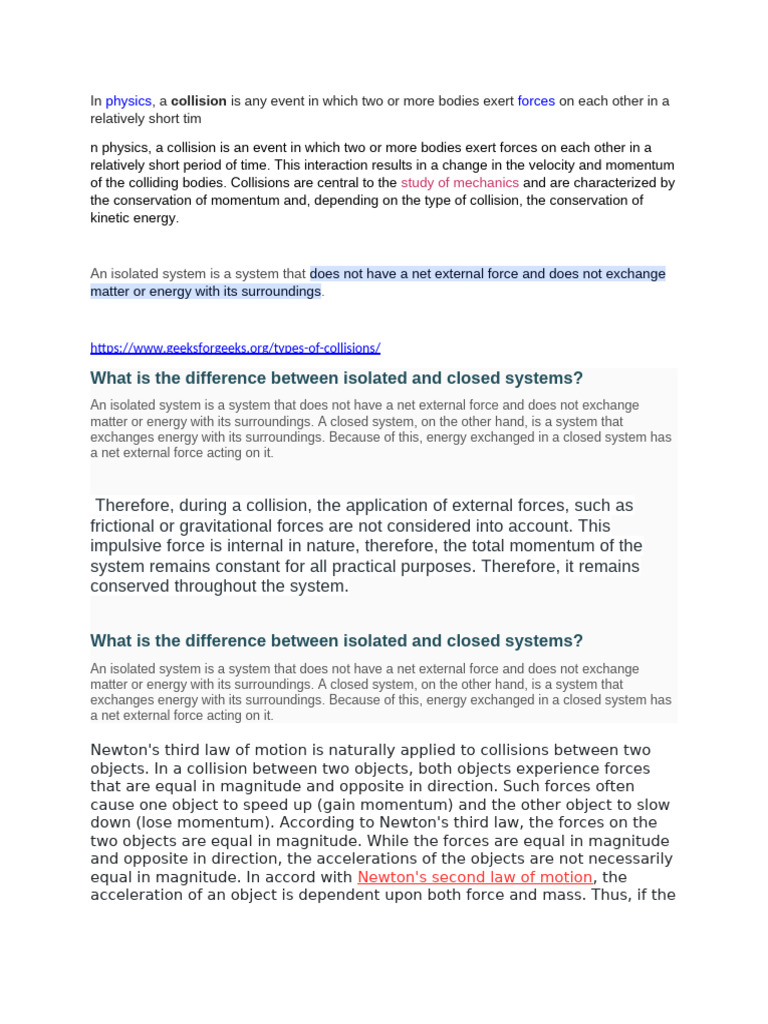 collision | PDF | Force | Collision