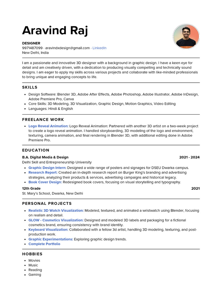 Aravind Raj Resume | PDF | Career & Growth