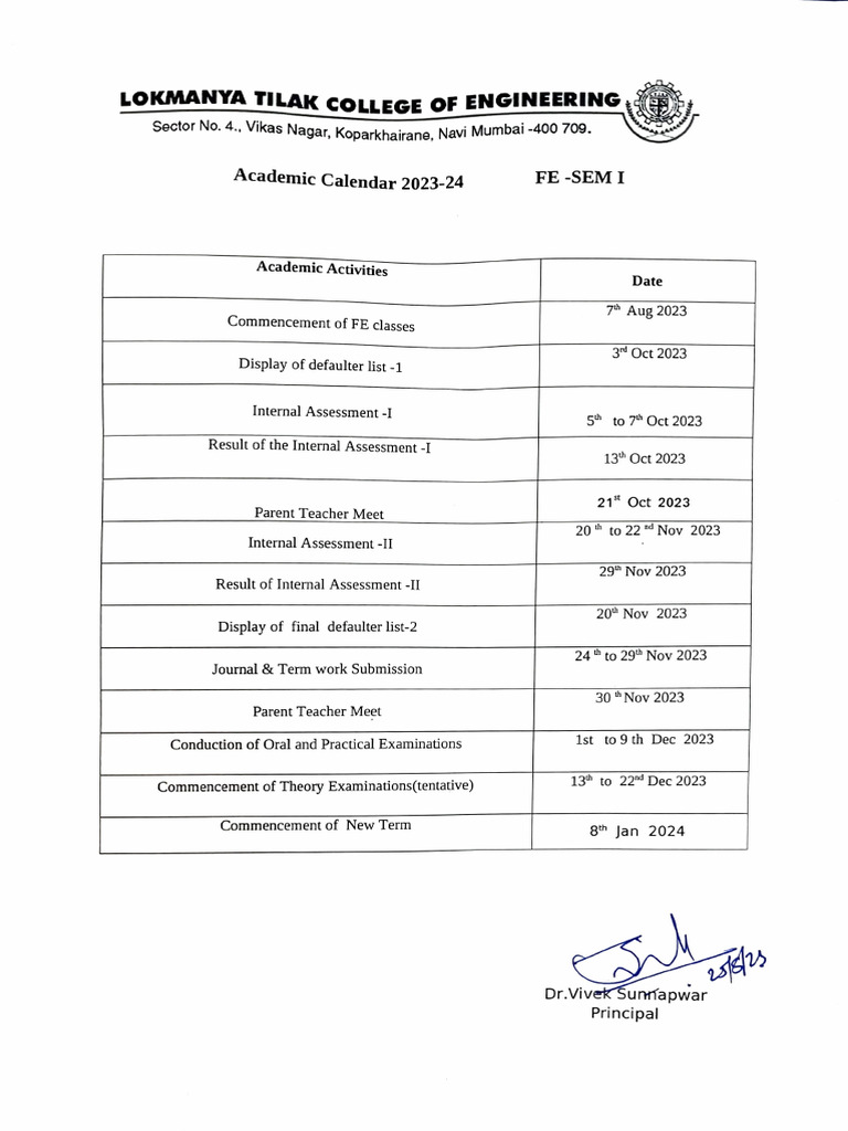 Academic Calendar 2023-24 | PDF