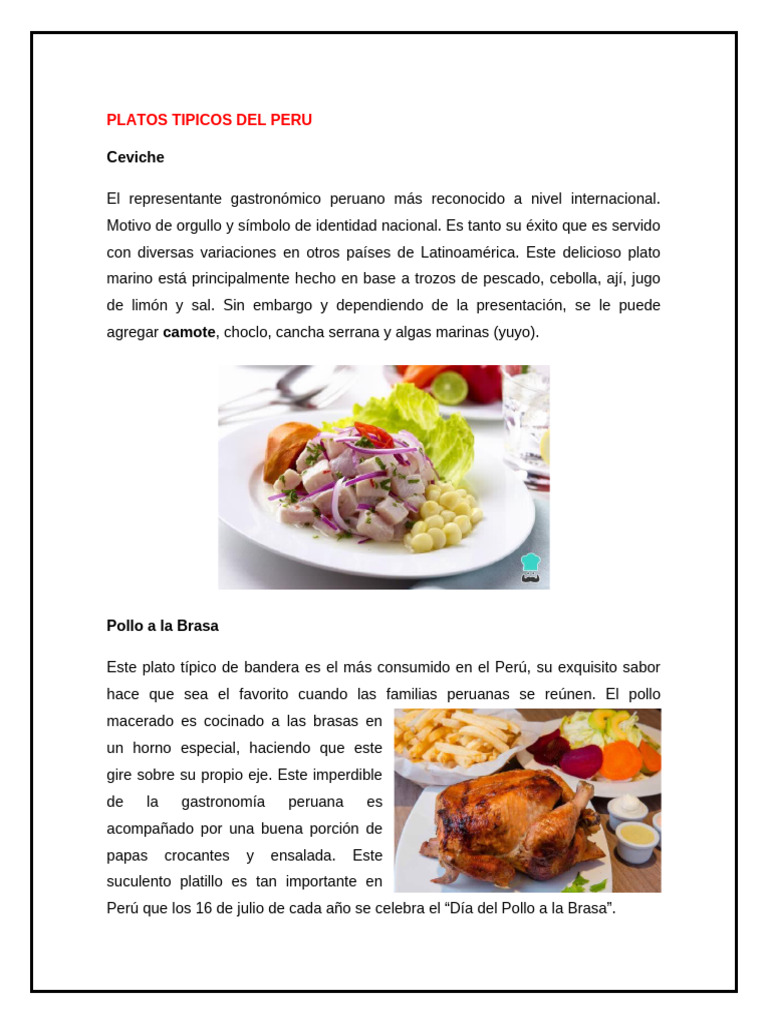 Platos Tipicos Del Peru | PDF