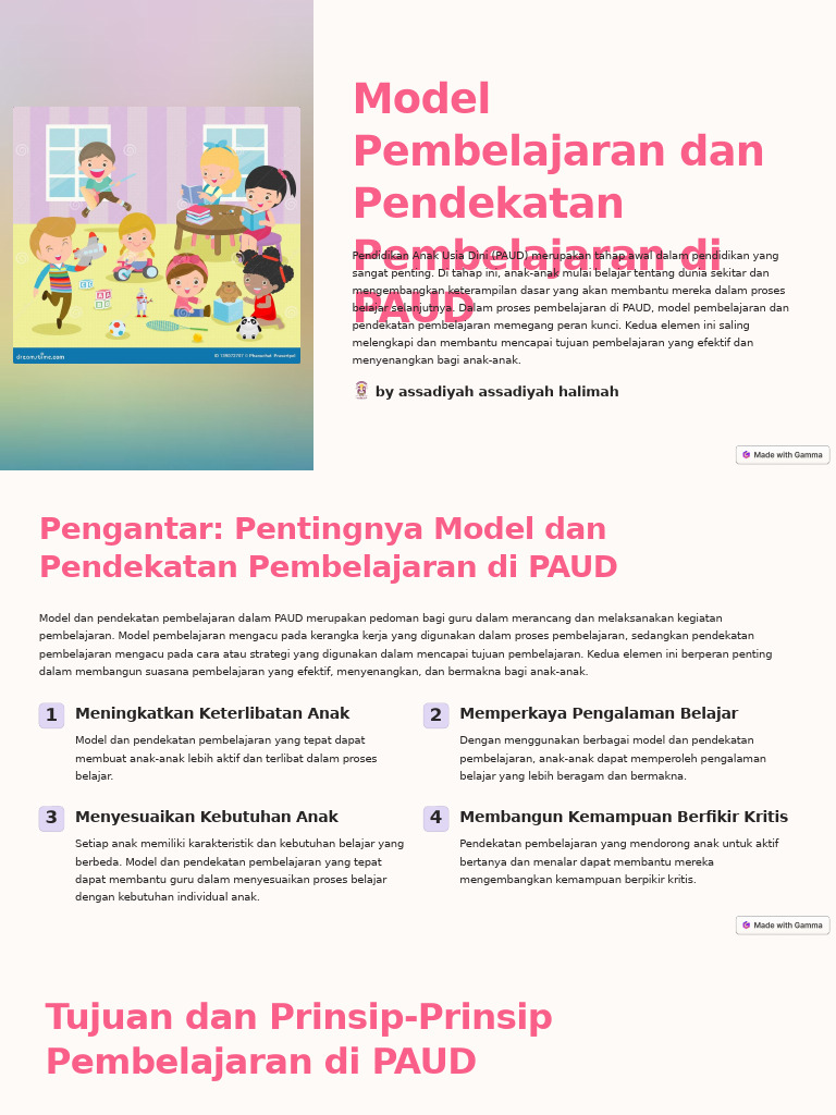 Model Pembelajaran Dan Pendekatan Pembelajaran Di PAUD | PDF | Karier & Perkembangan | Sains ...