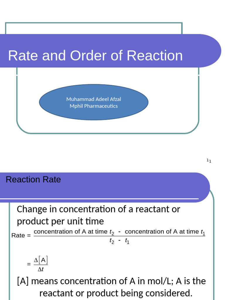 Rate and Order of Reaction | PDF | Reaction Rate | Chemical Reactions