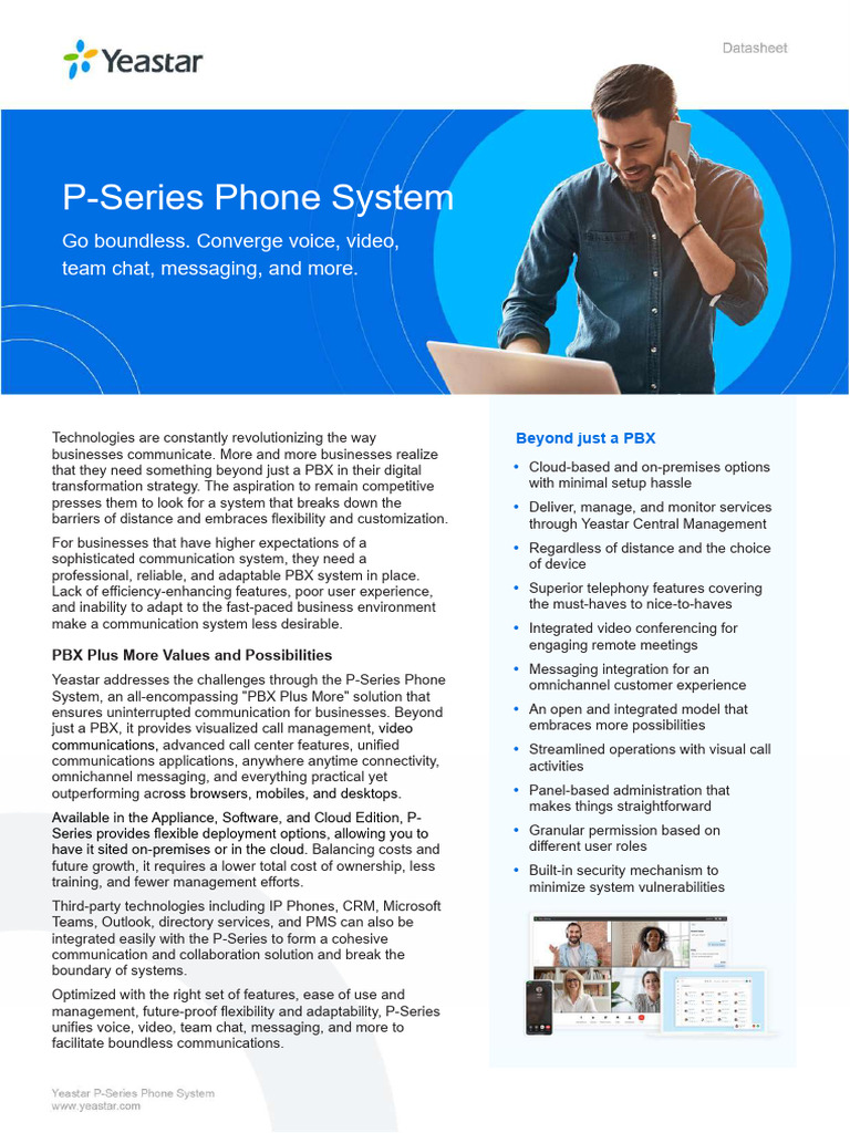 Yeastar P-Series PBX System Datasheet | PDF | Voicemail | Call Centre