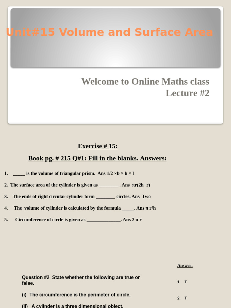 7th Math Unit 15 Lec2 | PDF | Area | Volume