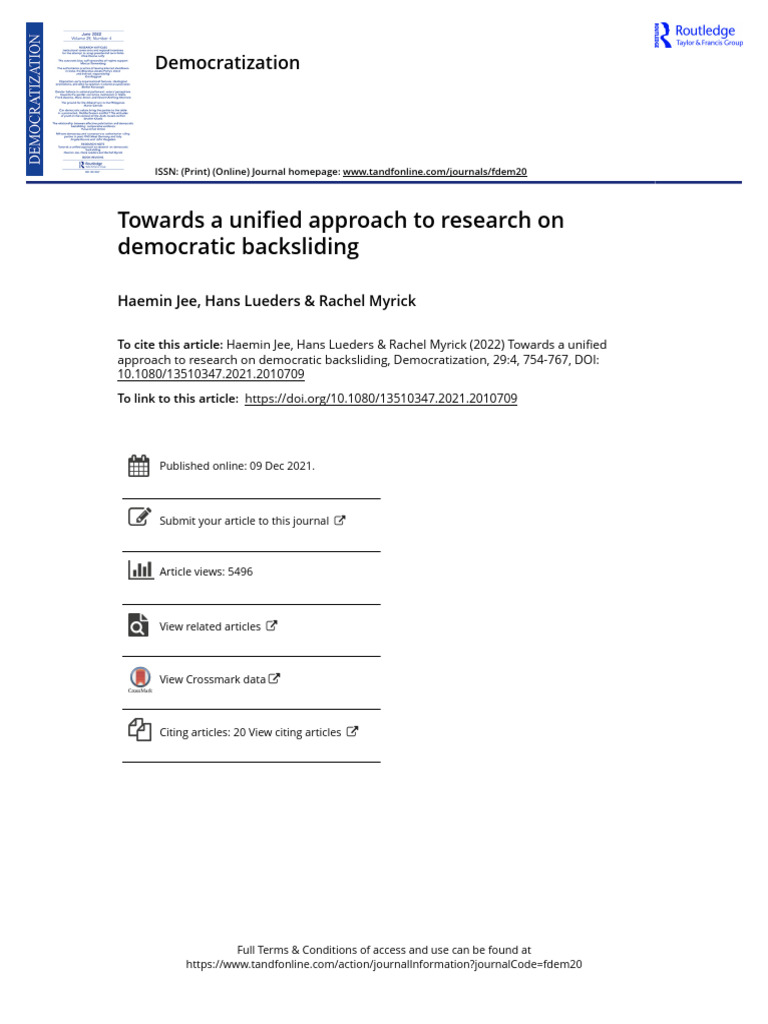 Unified Approach to Democratic Backsliding | PDF | Democracy ...
