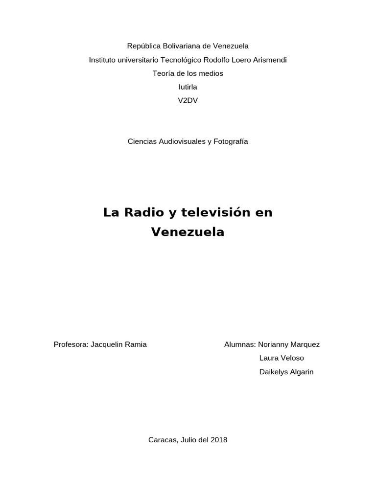Televisión y Radio en Venezuela: Impacto y Características | PDF ...