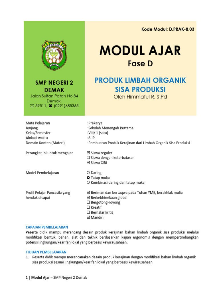 MA 03 Perencanaan Dan Produksi Limbah Organik Sisa Produksi | PDF