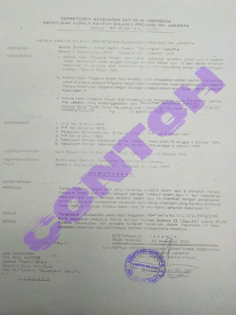 SK Kemenkes 3 WTR | PDF