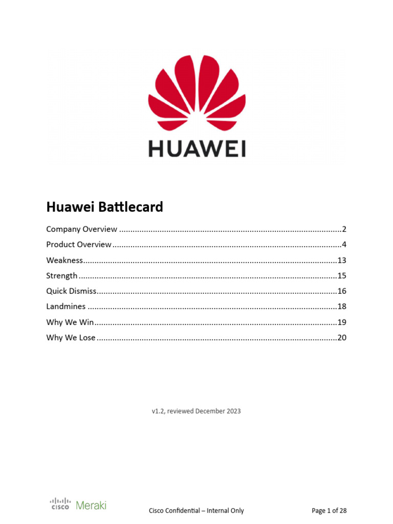 Huawei Battlecard Overview and Analysis | PDF | Computer Network | Cloud Computing