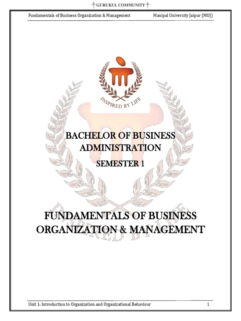 Fundamentals of Business Organization & Management | PDF | Leadership ...