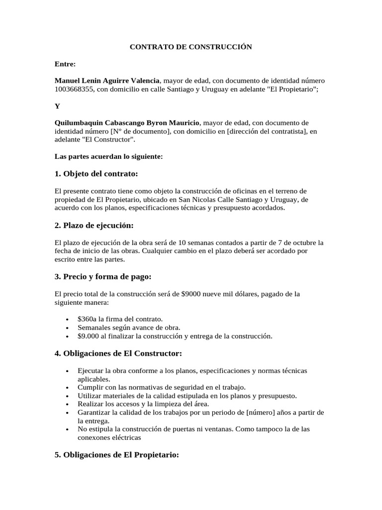 Contrato de Construcción | PDF | Derecho