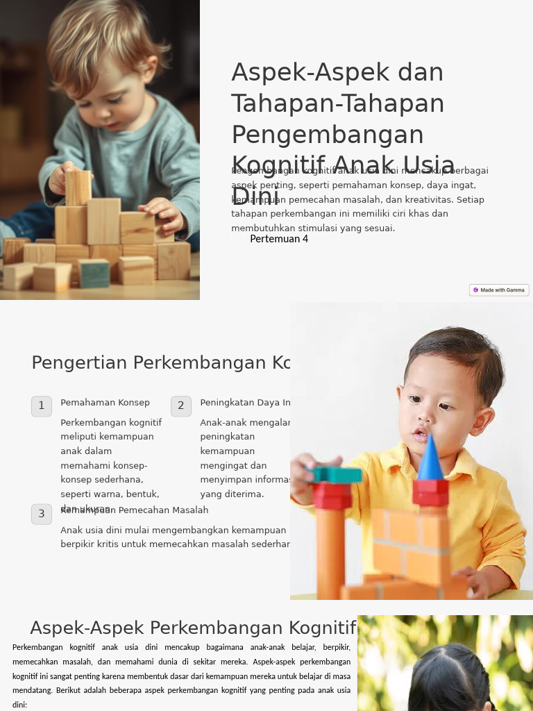 Pertemuan 4 Aspek Aspek Dan Tahapan Tahapan Pengembangan Kognitif Anak Usia Dini | PDF | Karier ...
