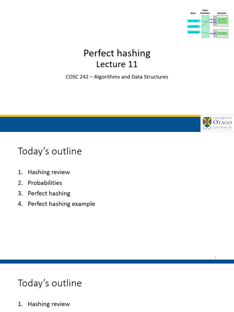 Perfect Hashing University of Chicago | PDF | Computer Programming | Algorithms