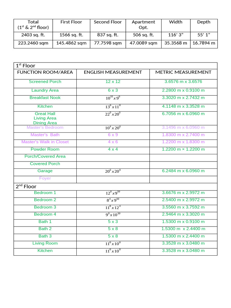 FLOORPLAN SIZES FINAL | PDF | Bedroom | Interior Design