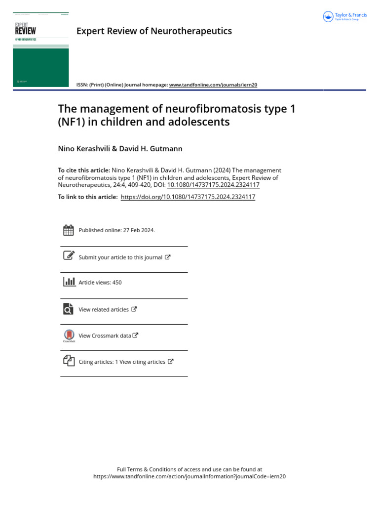 The Management of Neurofibromatosis Type 1 NF1 in Children and Adolescents | PDF | Attention ...