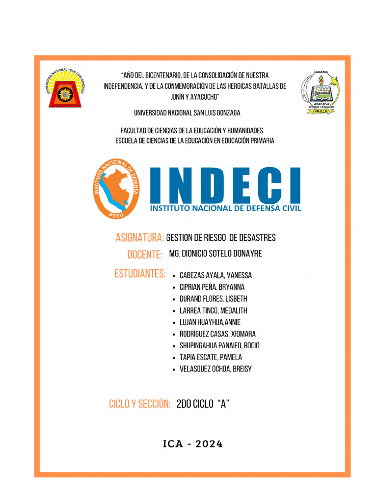 INDECI GDD Corregido | PDF | Riesgo | Defensa Civil