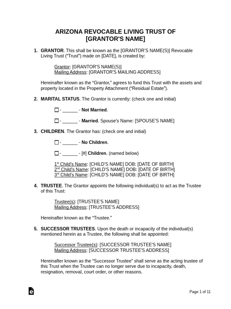 Arizona Revocable Living Trust Guide | PDF | Affidavit | Trustee