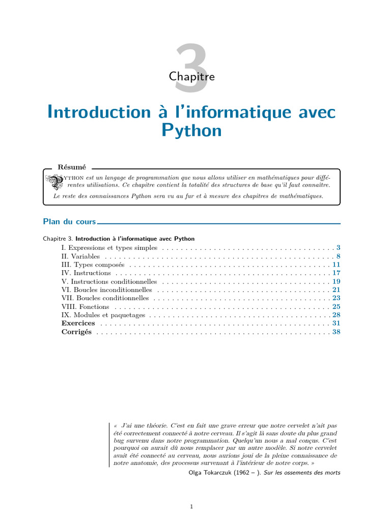 Chapitre 03 - Introduction À L'informatique Avec Python | PDF | Booléen ...