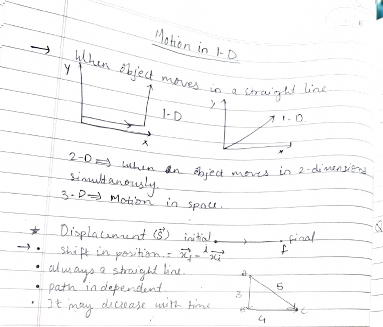 Motion in 1D Displacement | PDF