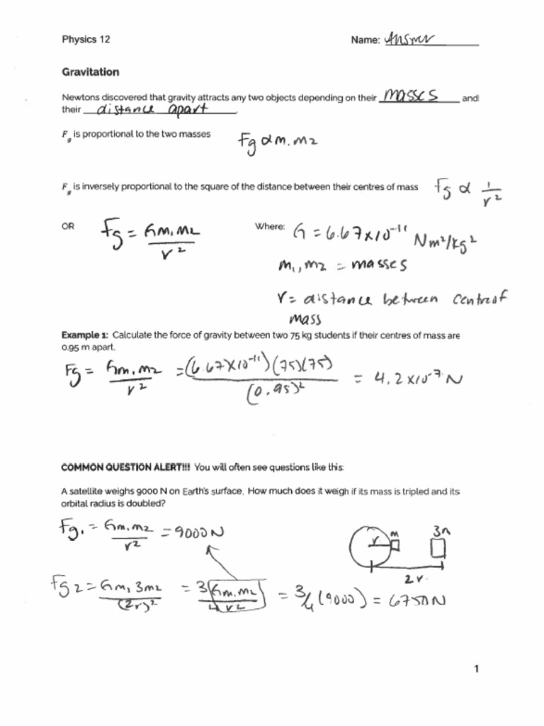 1.11 Gravitation Completed Notes | PDF