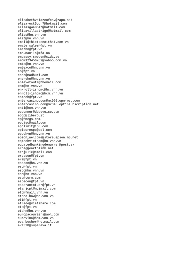 Comprehensive Email List Compilation | PDF