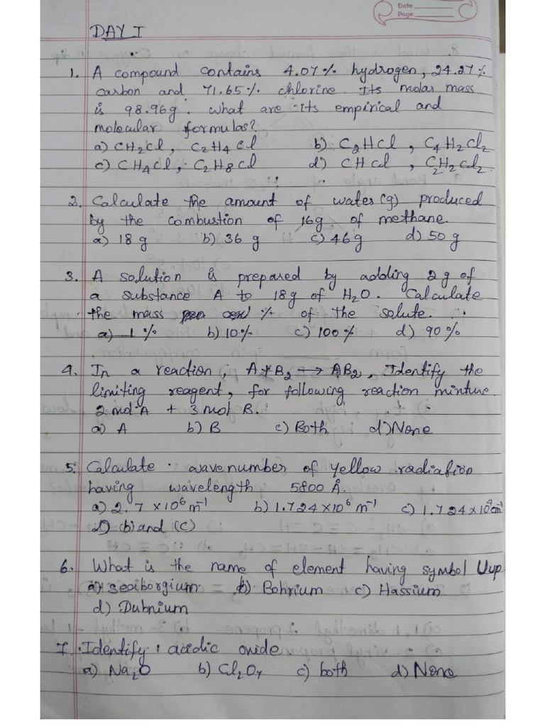 Chemistry Revision Qs | PDF