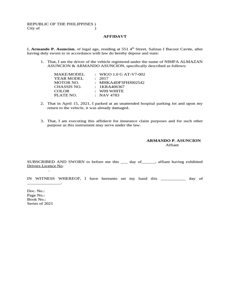 WIGO Insurance AFFIDAVIT | PDF | Law