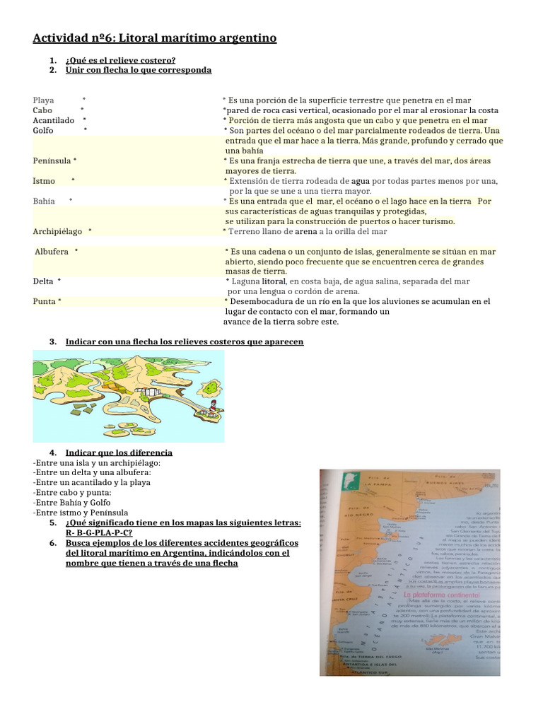 Actividad 3ero Relieve Costero | PDF | Mar | Costa