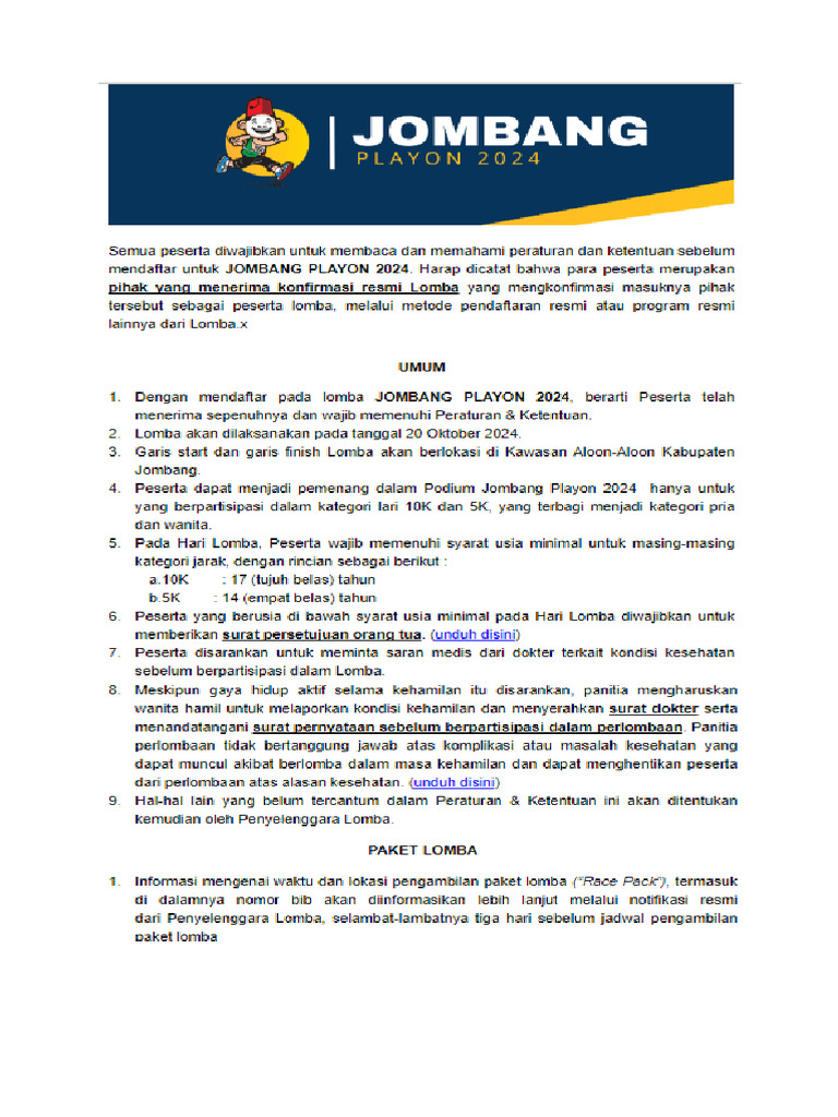 Informasi Jombang Playon 2024 | PDF
