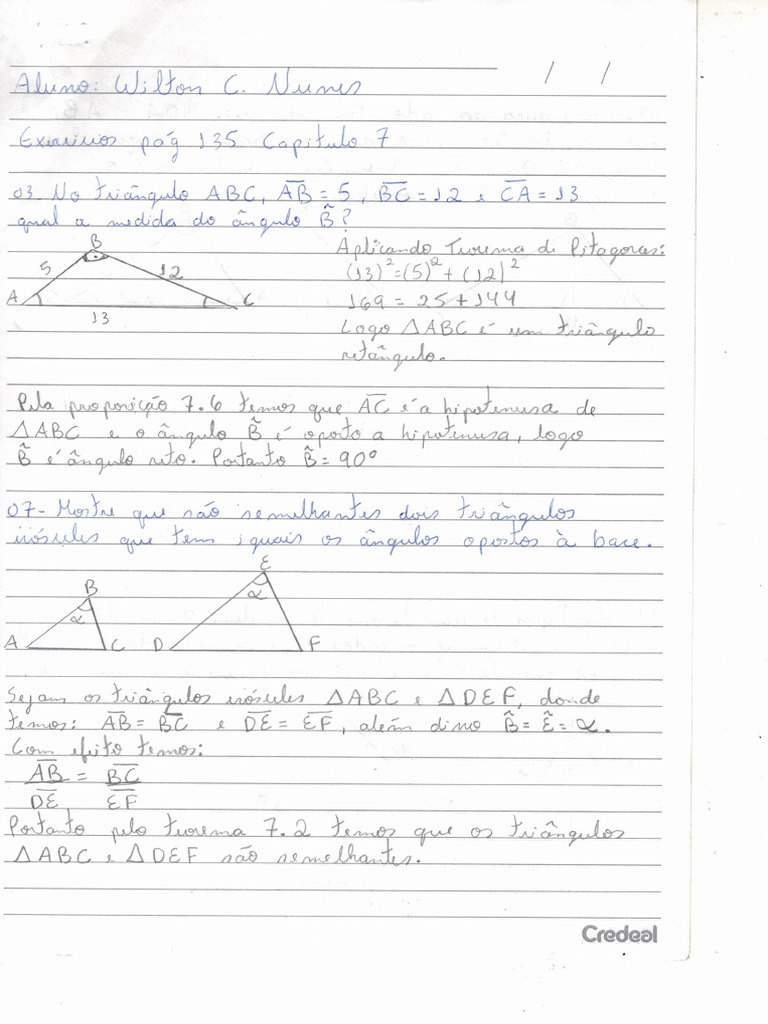 Lista Cap 7 - Geometria | PDF