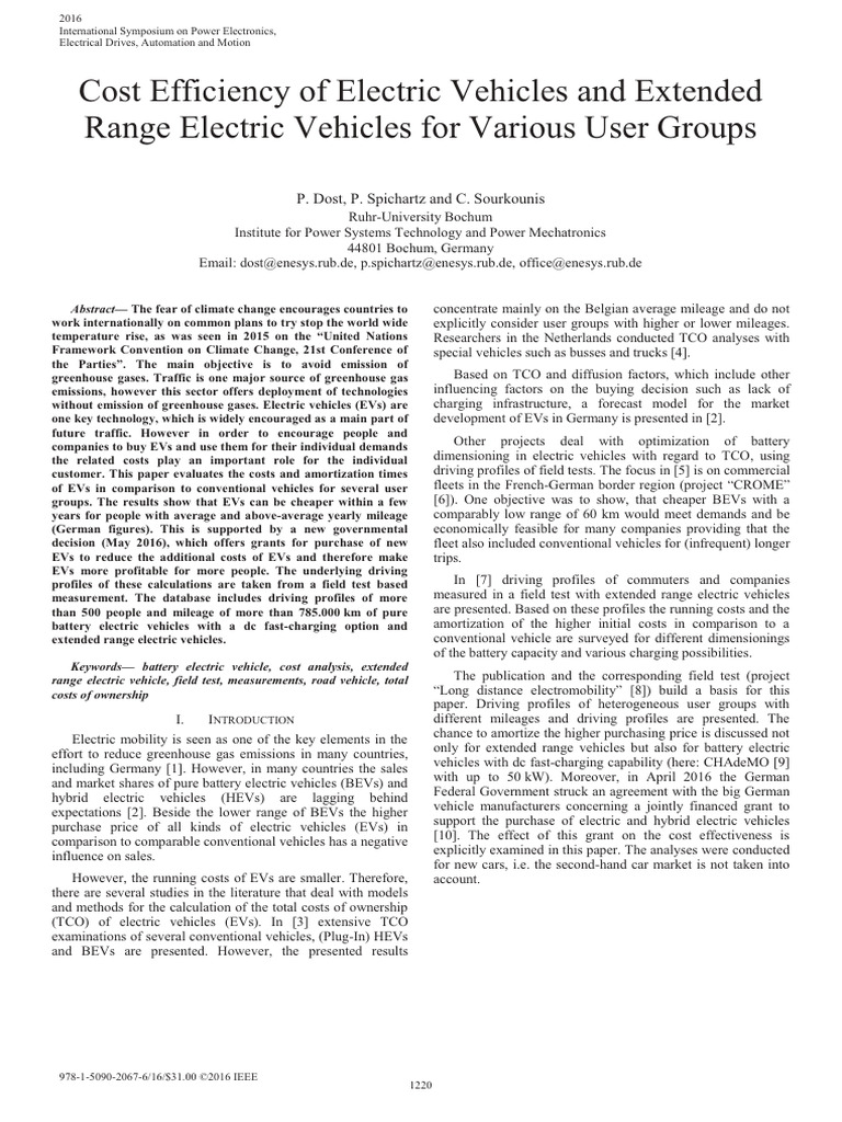 Cost Analysis of Electric Vehicles | PDF | Electric Vehicle | Fuel ...