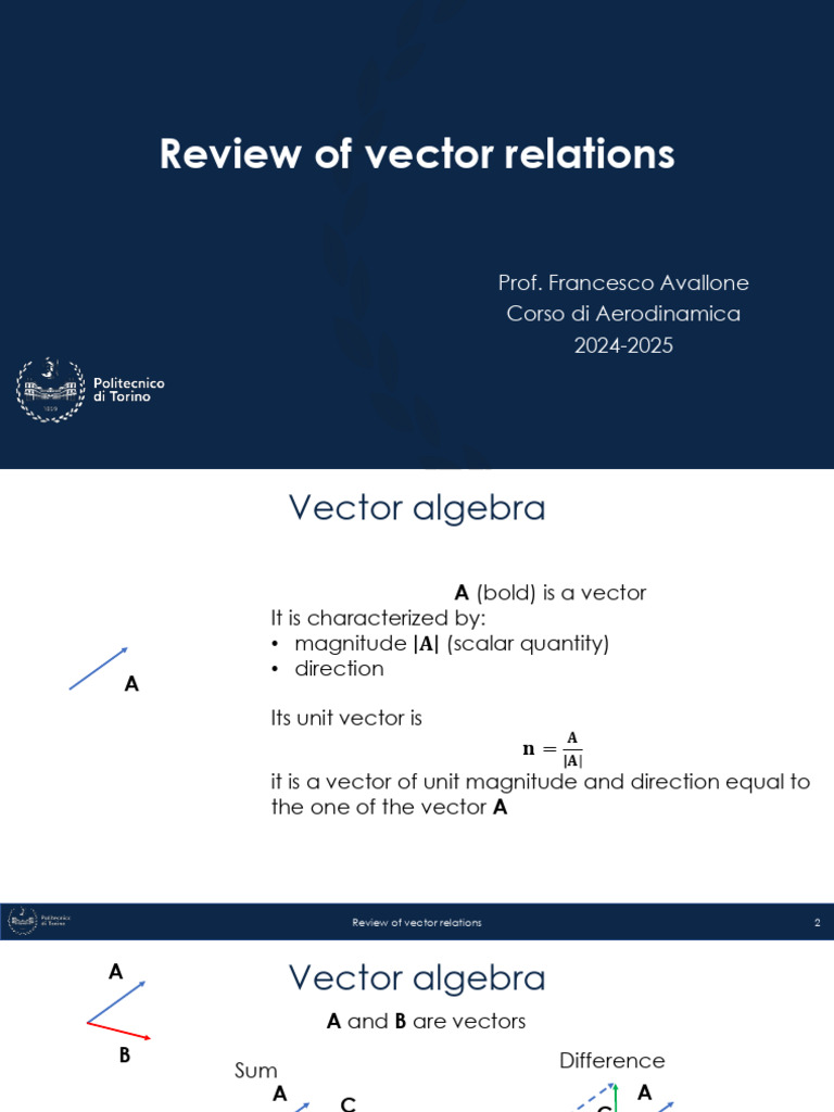 Slides 07 - Review of Vector Relations | PDF | Euclidean Vector | Divergence