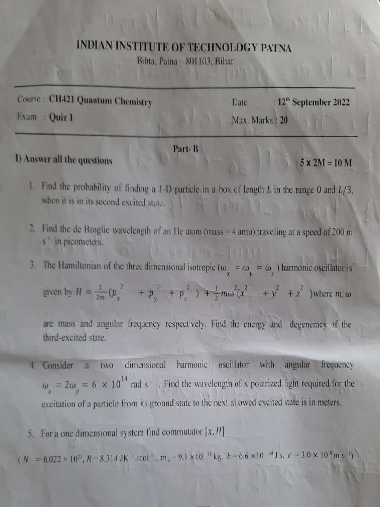 Quantum Chemistry IITP | PDF | Atomic Orbital | Wave Function