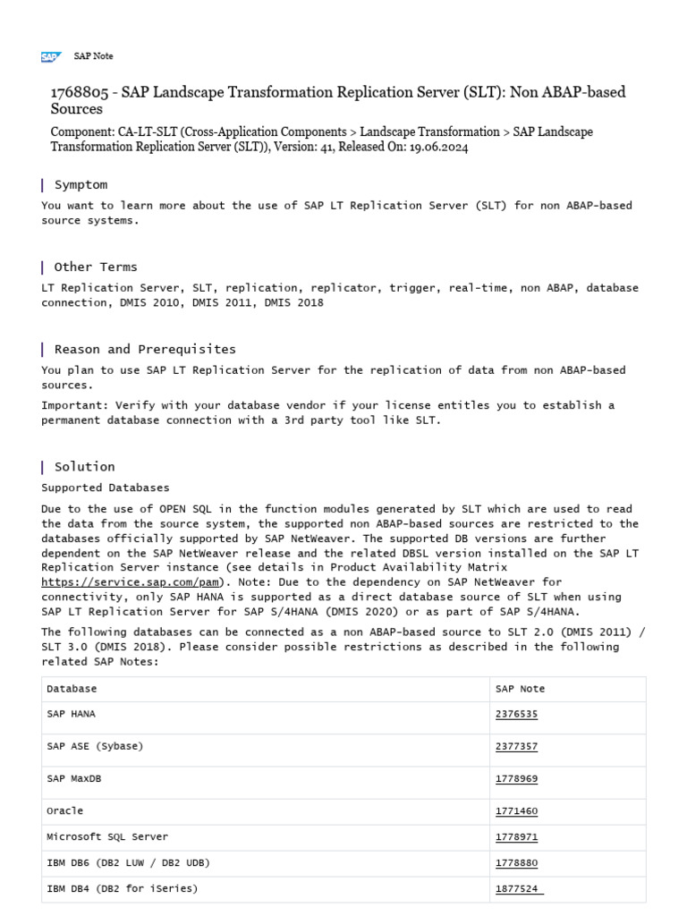 SAP Landscape Transformation Replication Server (SLT) : Non ABAP-based ...