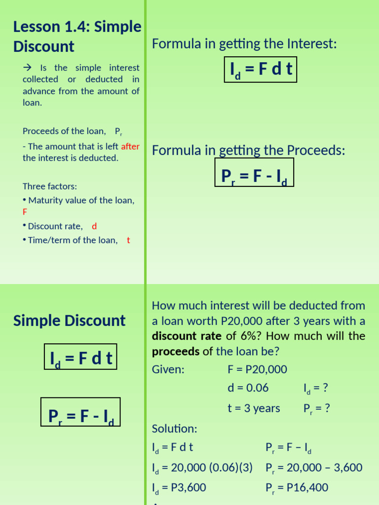 Chapter 1C-SIMPLE DISCOUNT | PDF | Interest | Debt
