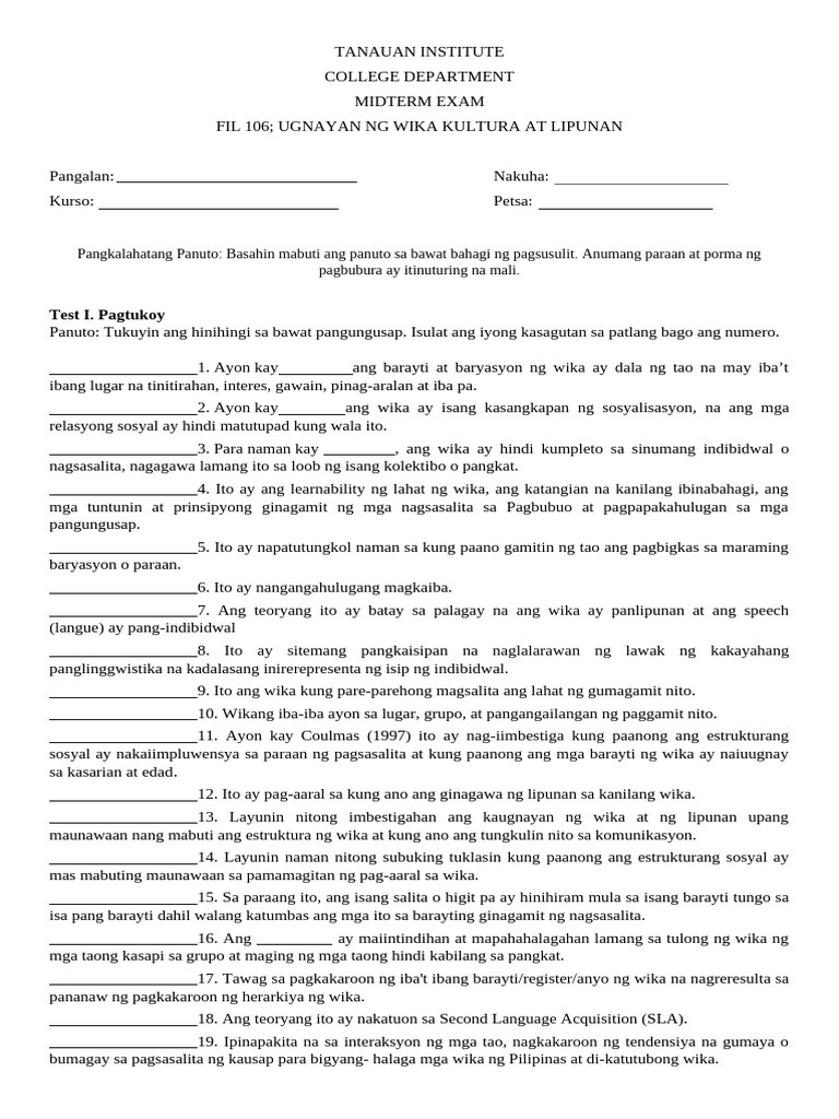 TANONG | PDF