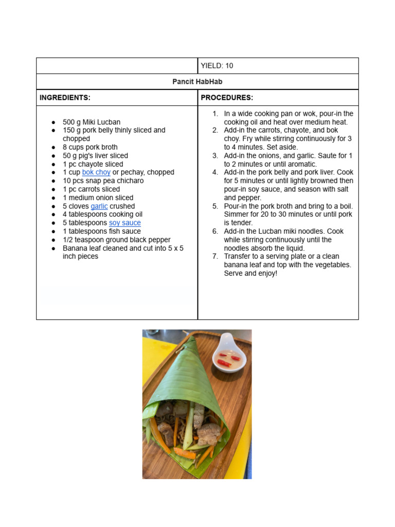 Pancit Habhab | PDF | Cuisine | Foods
