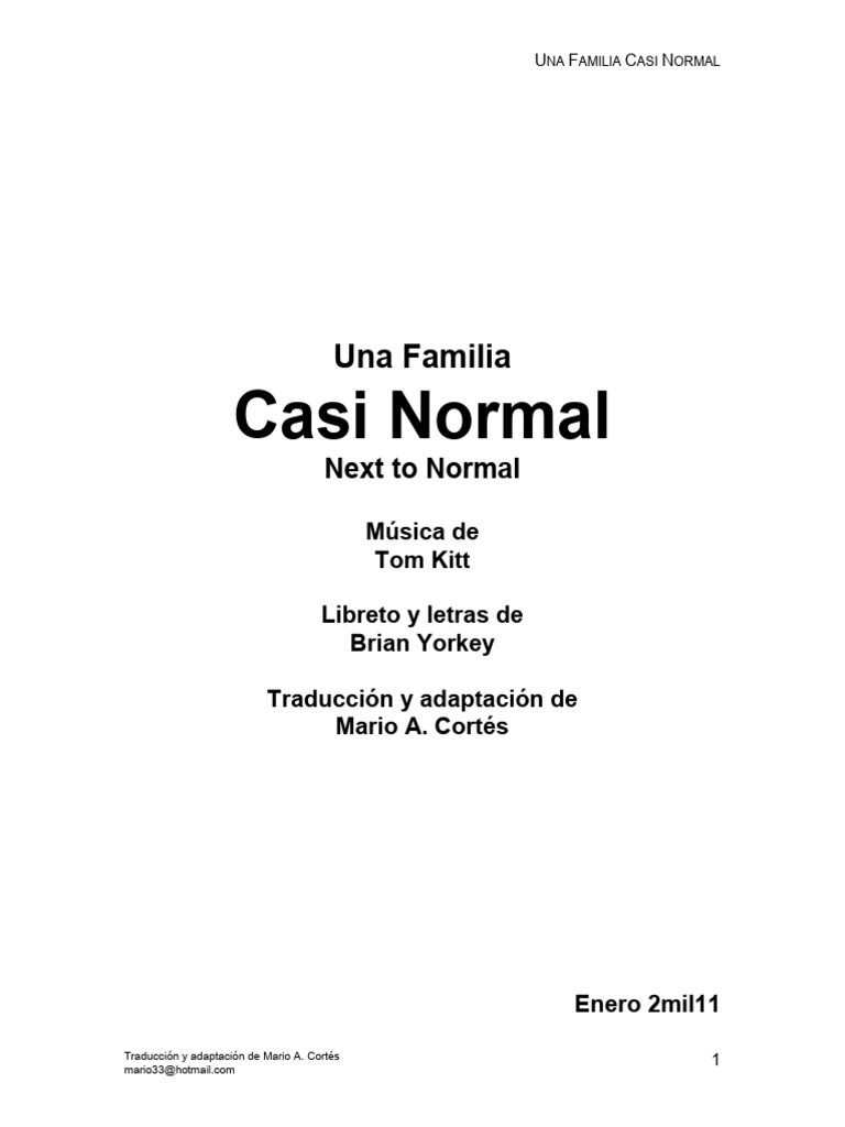Musical "Una Familia Casi Normal" | PDF | Desorden bipolar | Amor